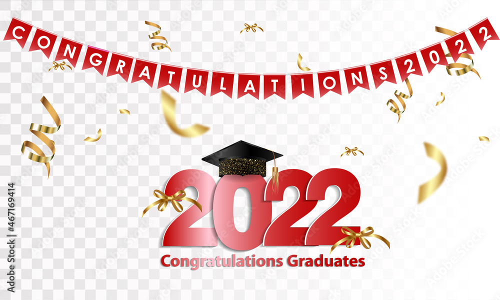 Congratulations to graduation 2022. Graduation class. Garland of flags ...