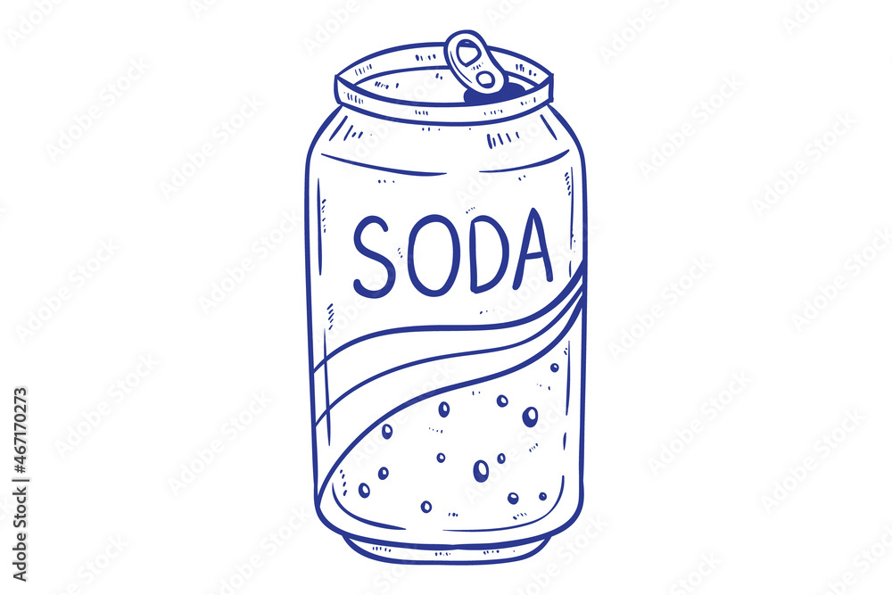 soda drink in the can with hand drawing or sketch style Stock Vector | Adobe Stock