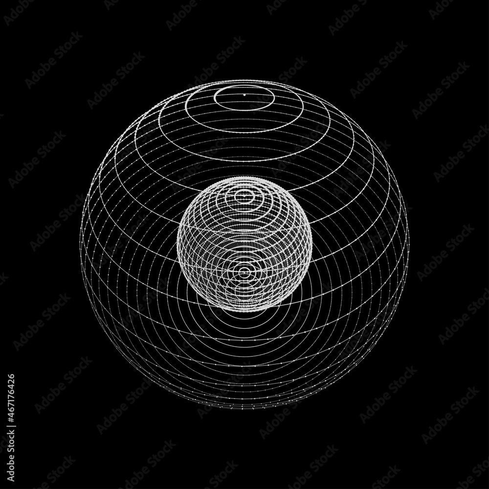 Sphere made up of points and lines. Network connection structure. Big ...