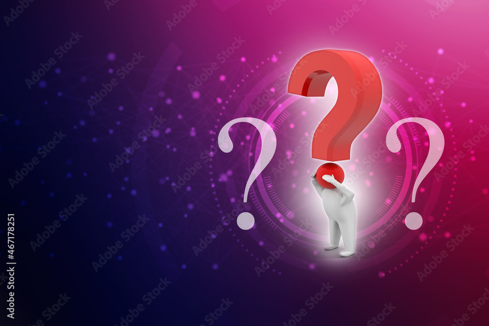 3d illustration Question Mark. 3D. 3d small people - complicated ...