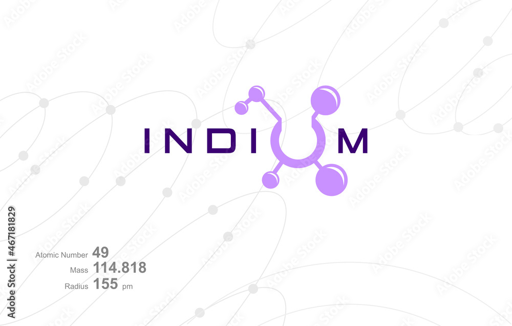 Modern logo design for the word "INDIUM" which belongs to atoms in the ...