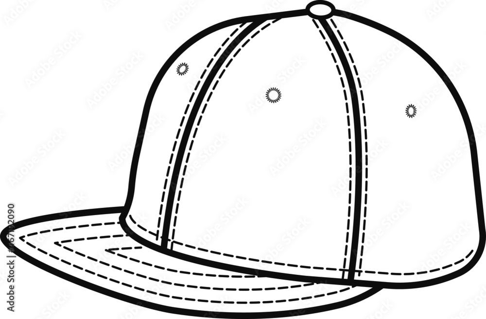 Hat vector illustration, hat fashion flat sketch template, drawing ...