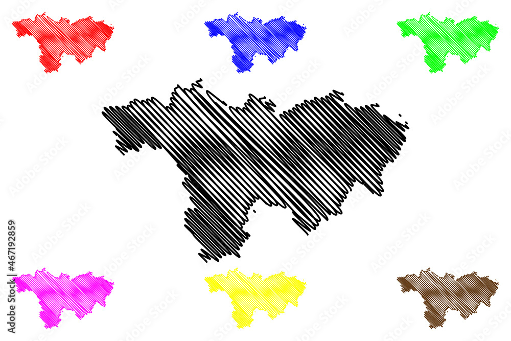 Aligarh district (Uttar Pradesh State, Republic of India) map vector ...