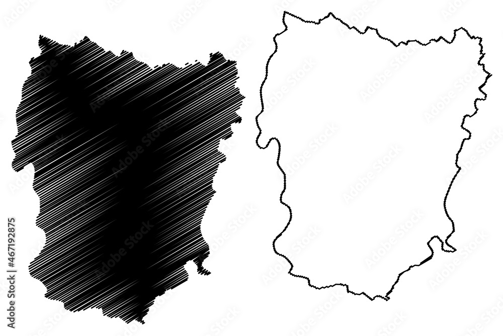 Shamli district (Uttar Pradesh State, Republic of India) map vector ...