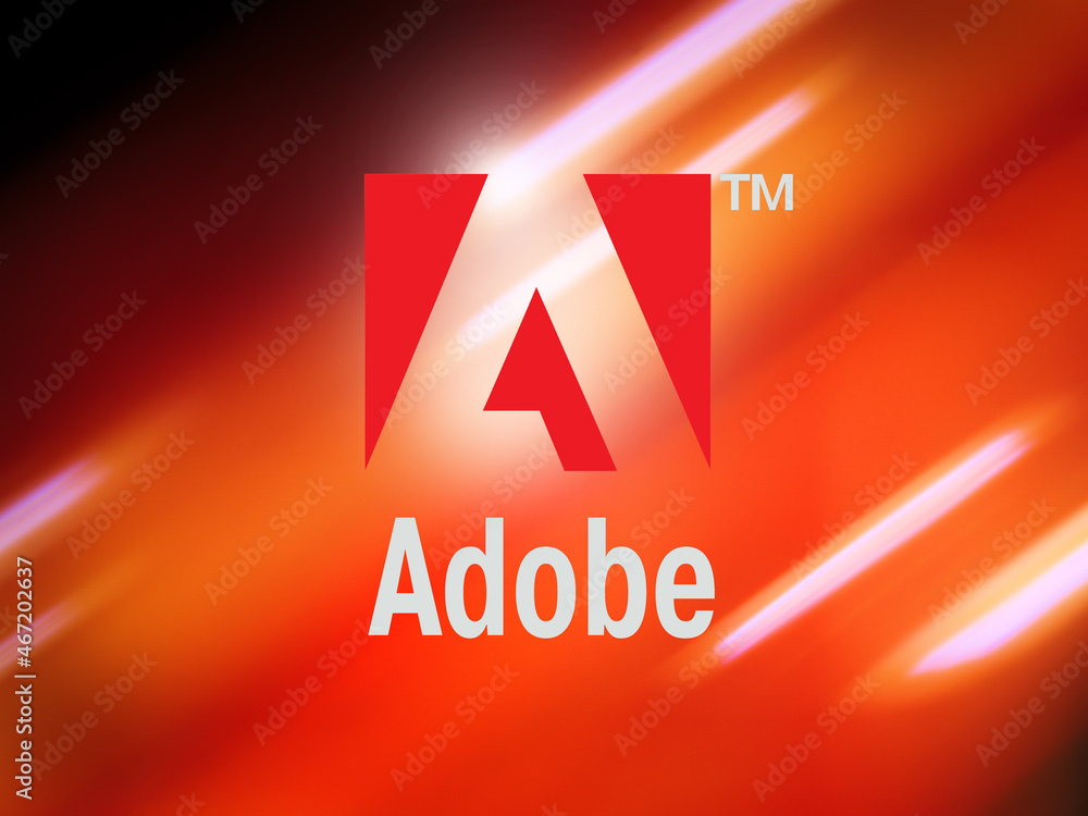 Adobe logo on futuristic blur abstract background Stock Photo | Adobe Stock