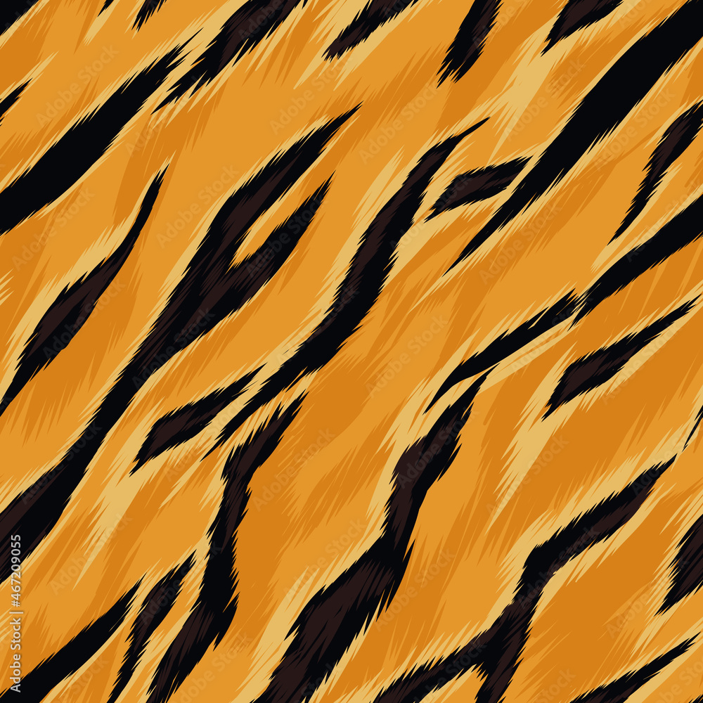 Seamless tiger skin pattern. Vector exotic african animal texture ...