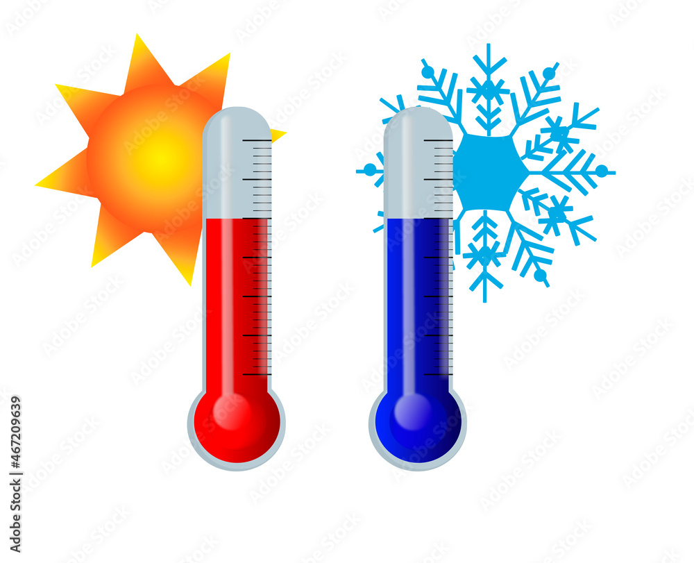Weather Sign. Temperature icon set. Temperature Scale Symbol. Warm cold ...