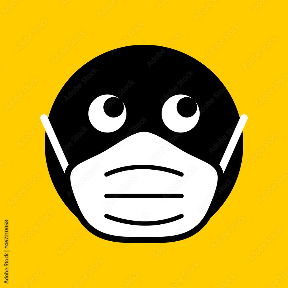 Wear a Mask Warning Sign Showing a Face with a Facemask Icon. Vector ...