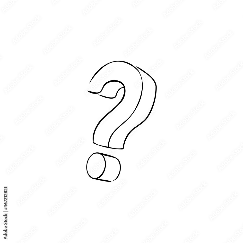 question mark one line vector illustration art hand draw . Stock Vector ...