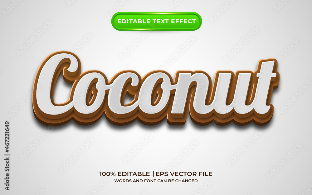 Coconut text effect Stock Vector | Adobe Stock