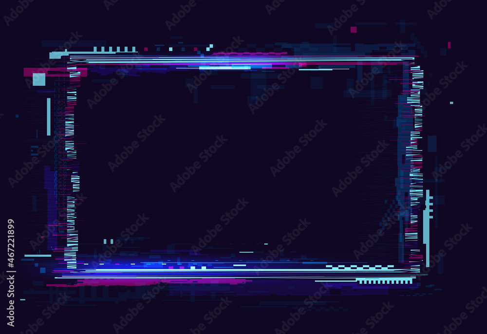 Poster Glitch effect frame of rectangular shape vector illustration ...