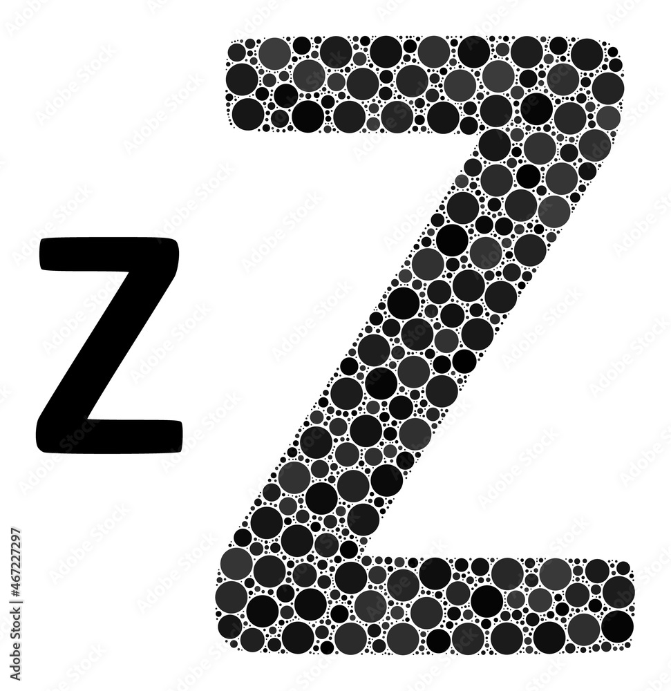 Zeta Greek symbol vector mosaic of round dots in various sizes and ...