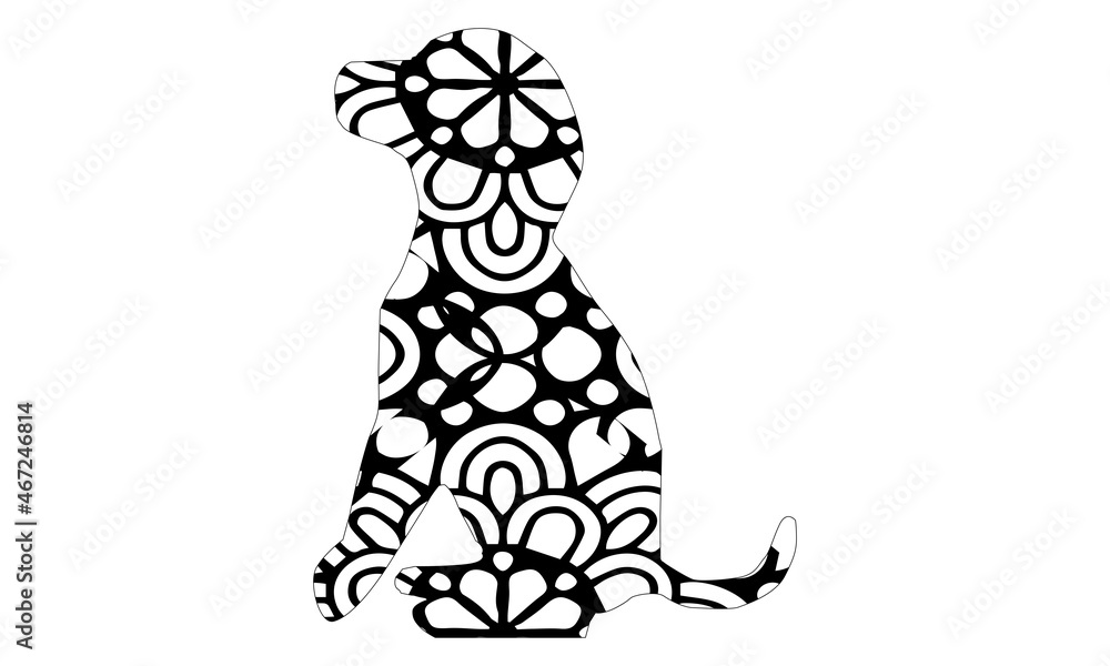 Hand drawn dog. Sketch for anti-stress adult coloring book in zen ...