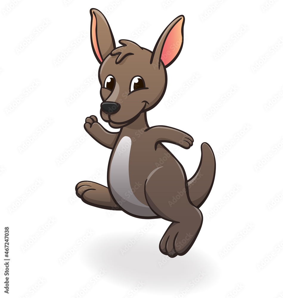 cute wallaby cartoon character jumping Stock Vector | Adobe Stock