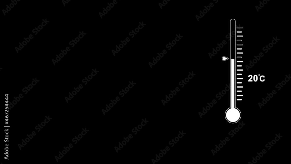 animation of a thermometer on a transparent background, raising the ...
