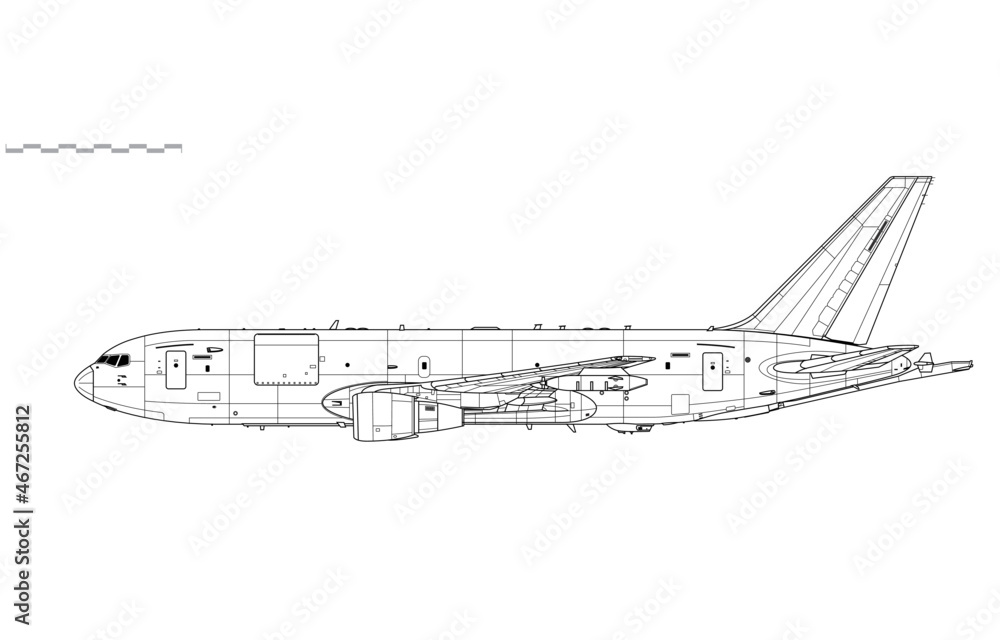 Vecteur Stock Boeing KC-46 Pegasus. Vector drawing of aerial refueling ...