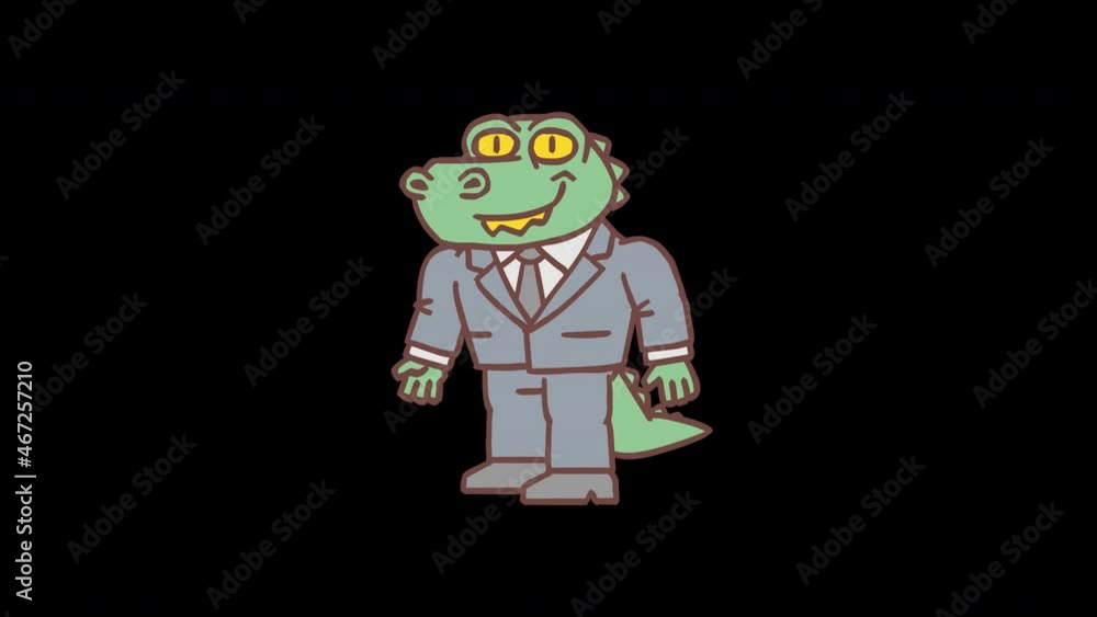 Alligator shows thumbs up and smiles. Frame by frame animation. Alpha ...