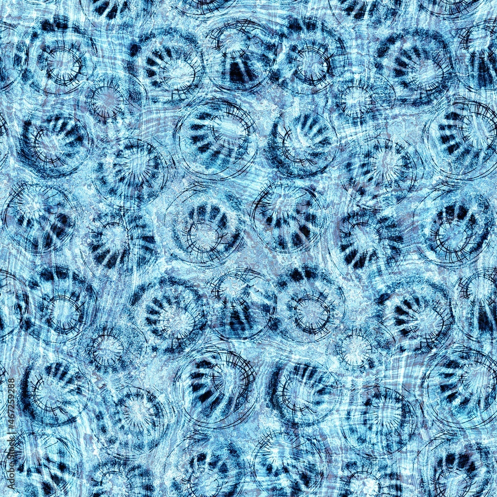 Seamless indigo block print texture on navy blue woven effect ...