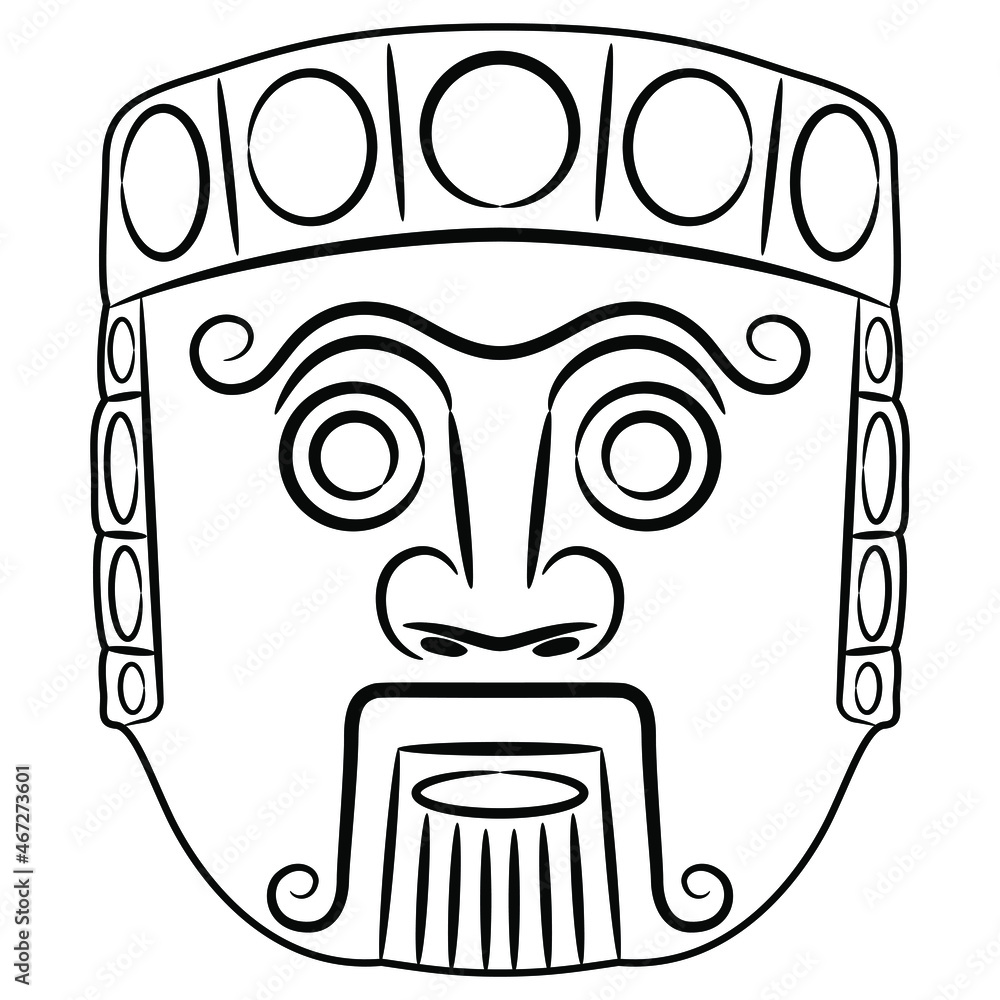 Ancient Aztec human mask of god Tlaloc. Native American indigenous ...