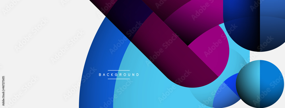 Geometric abstract background. Round shapes, circles, lines composition ...