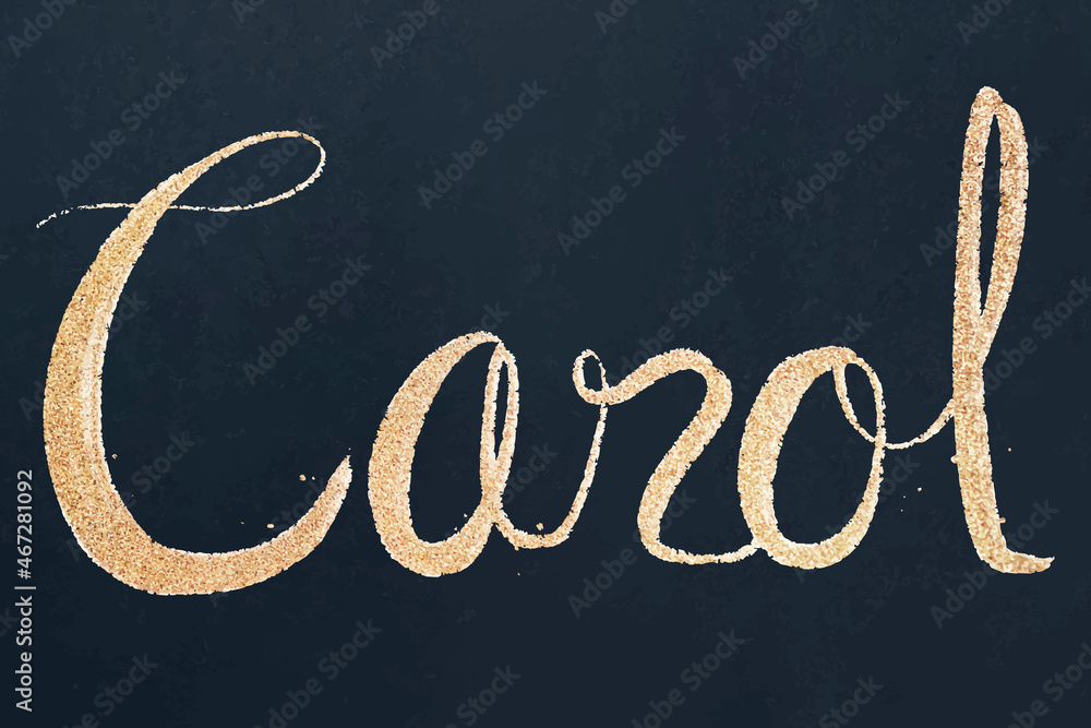 Sparkling gold font vector Carol typography Stock Vector | Adobe Stock