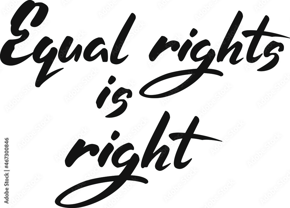 Vector lettering: phrase equal rights is right. Black on white design ...