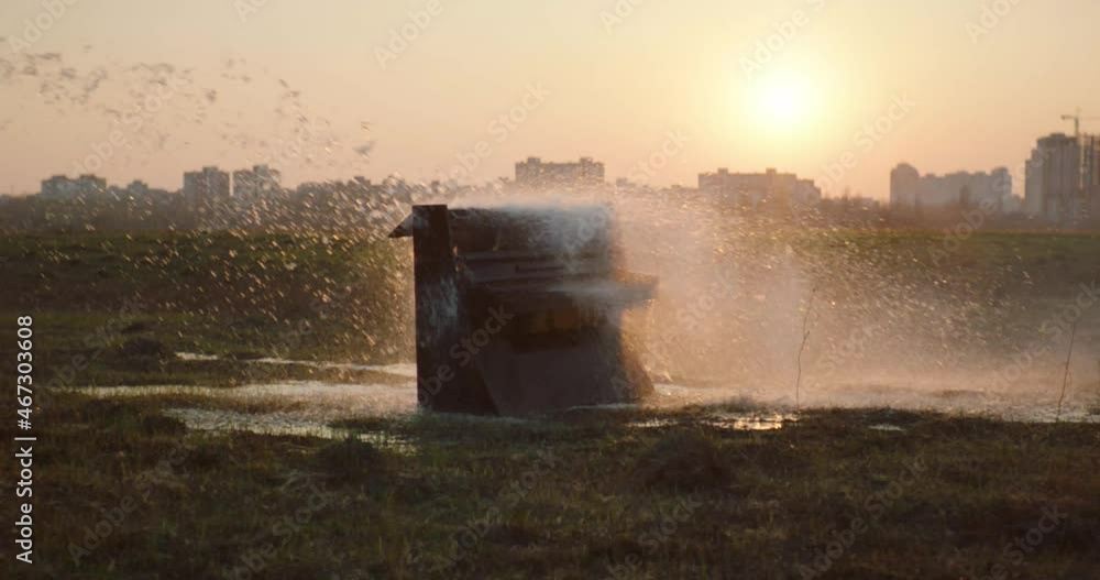 Putting out a Fire. Piano with broken body frame and keys is slowly ...