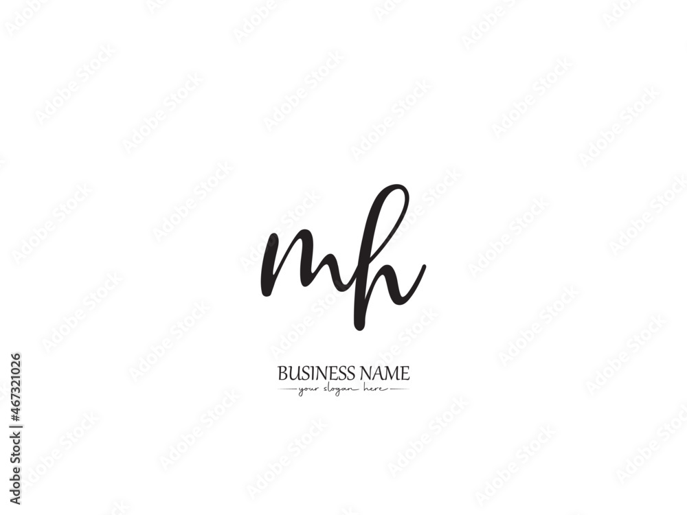 initial MH Logo, Signature MH m h Letter Logo Icon Vector Stock Stock ...