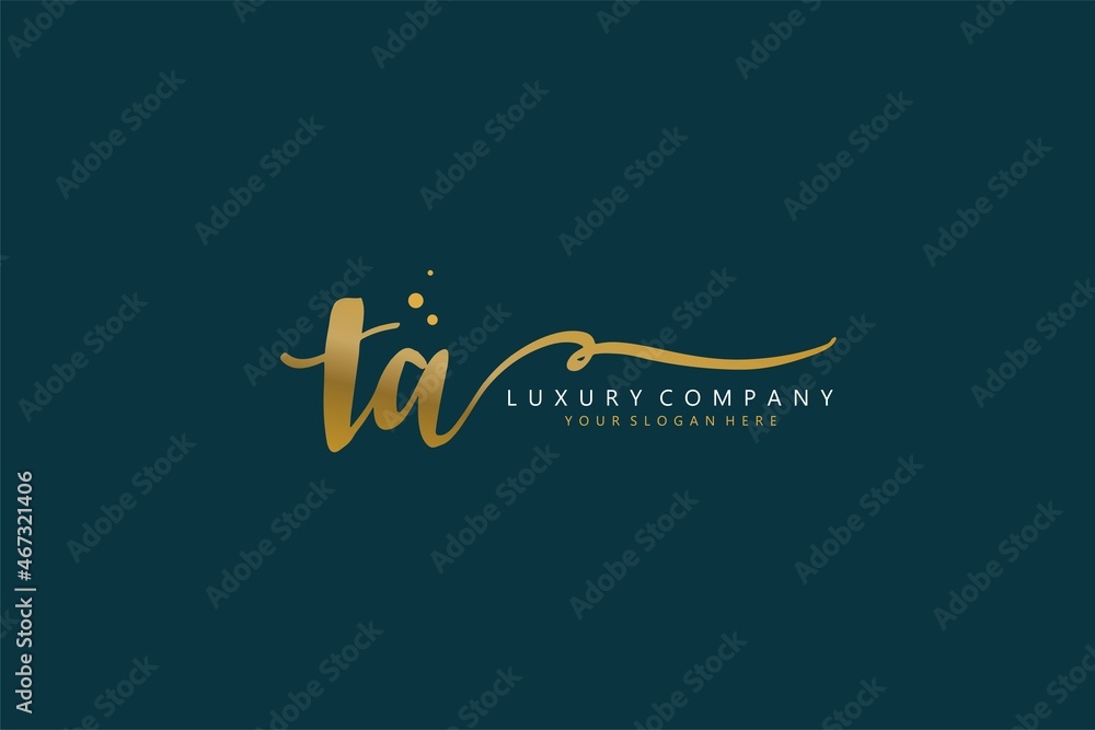 T A TA logo, Initial lettering handwriting or handwritten for identity ...