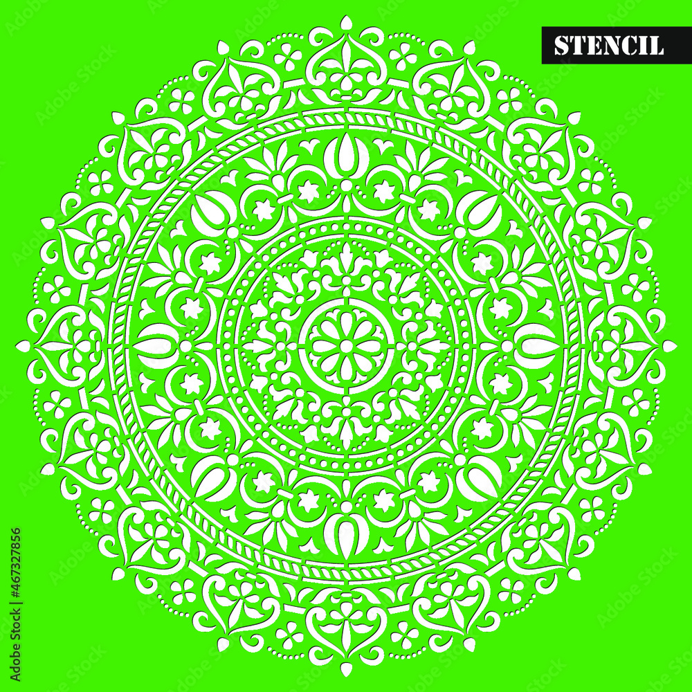 Stencil mandala. Laser cut vector mandala pattern. Die cut paper card ...
