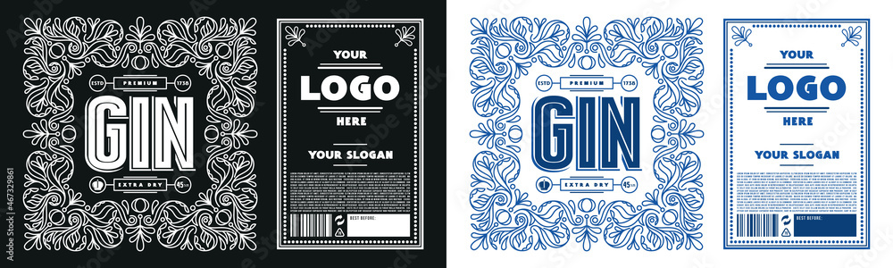 Template decorative label for gin Stock Vector | Adobe Stock