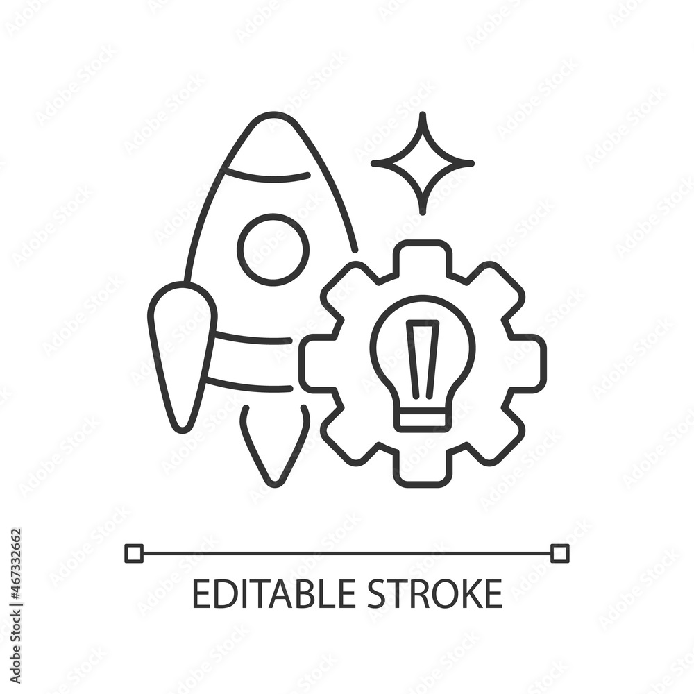 Startup linear icon. Small business foundation. Innovative business ...