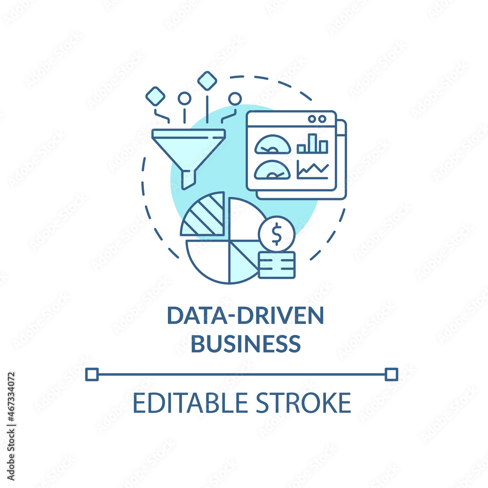 Data driven business blue concept icon. Information as service ...