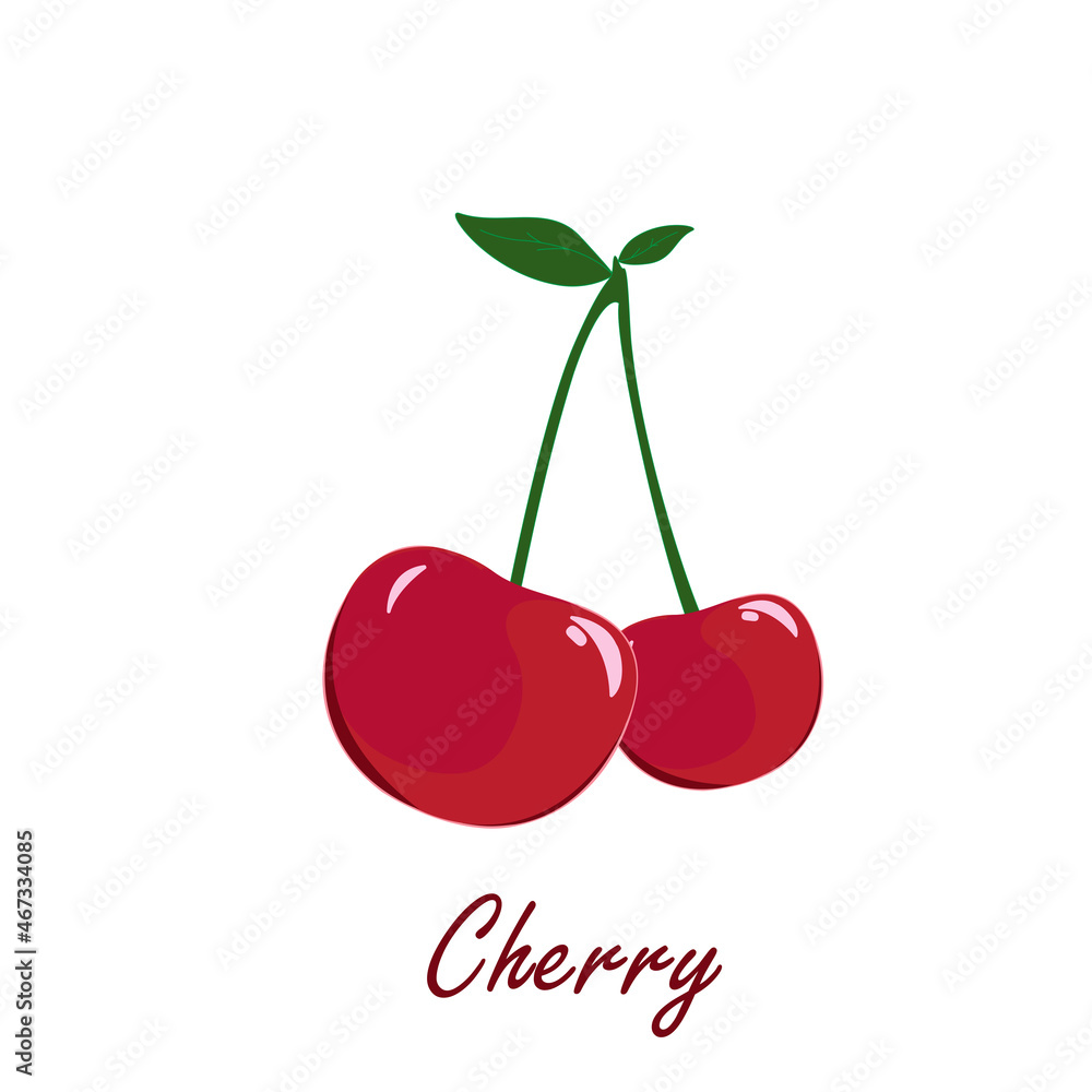Cherry icon isolated on white background. Trendy cherry icon in flat ...