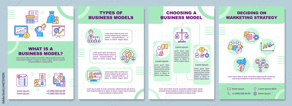 Vetor de What is business model brochure template. Marketing strategy ...