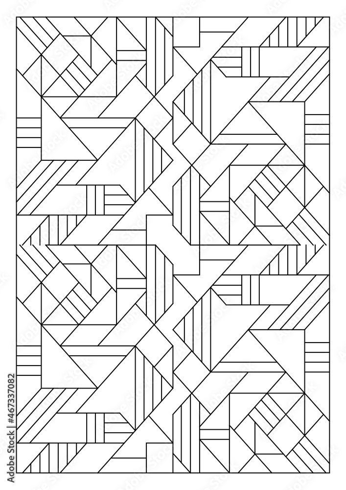 Portrait coloring pages for adults. Abstract illustration. Geometric ...