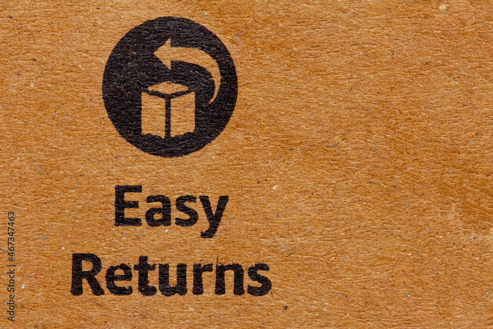Packaging symbol to indicate easy returns of a product Stock Photo ...