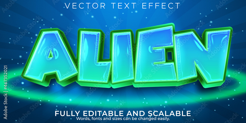 Editable text effect alien, 3d space and ufo font style Stock Vector ...