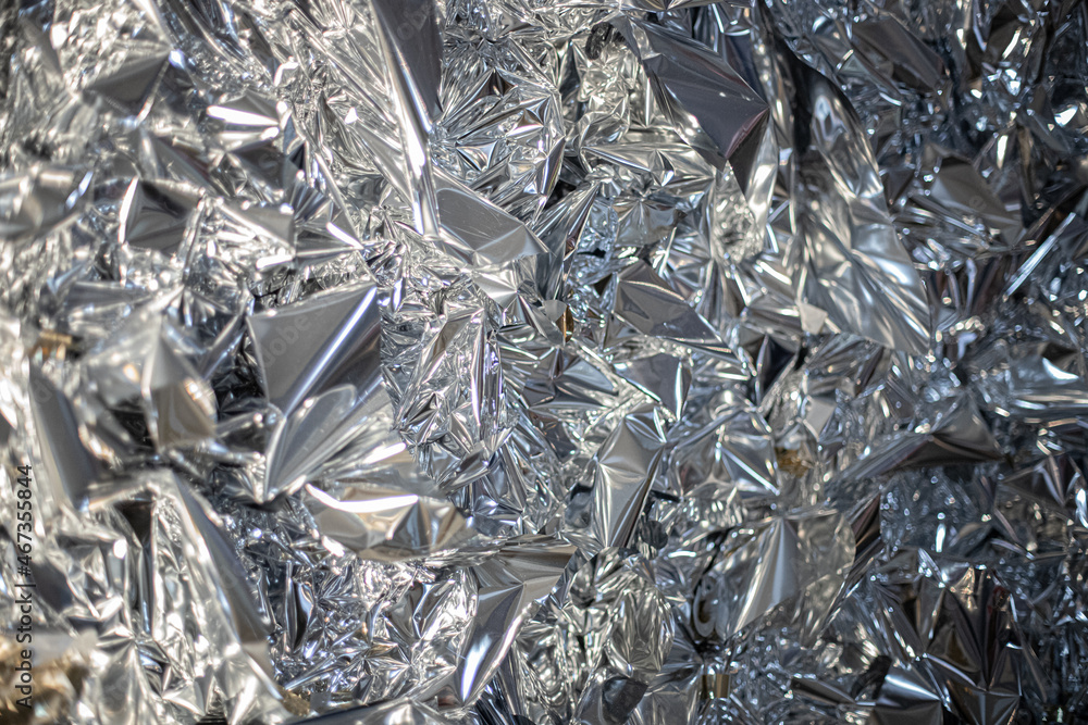 Christmas shiny silver foil texture background. Macro. Stock Photo ...