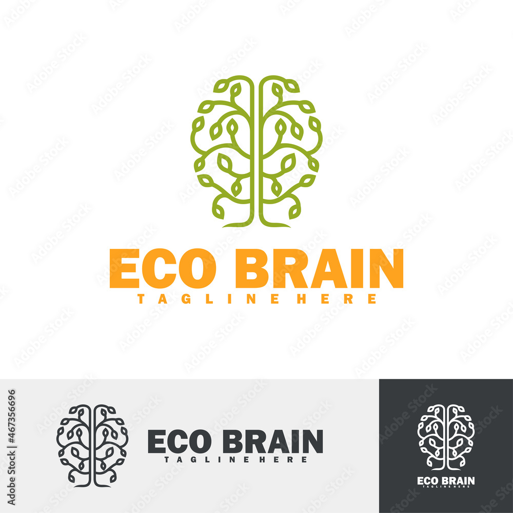 Eco brain logo vector illustration. This design is based on the concept ...