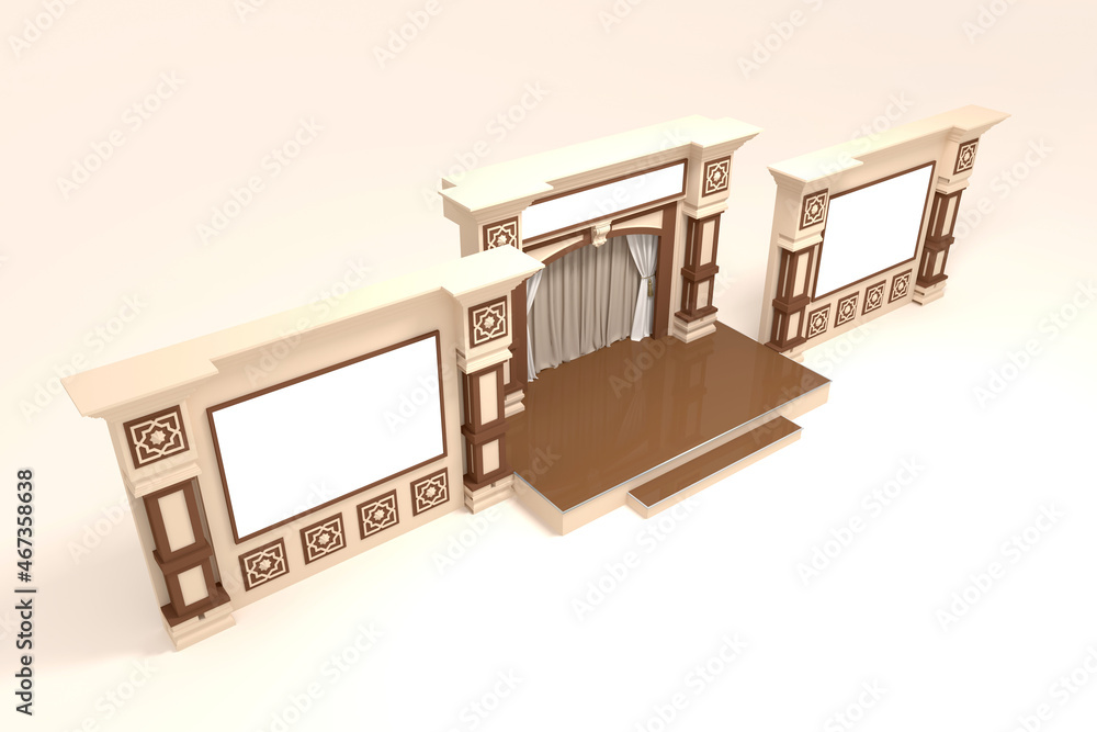 3d illustration stage backdrop ornament decoration with wings 2 blank ...