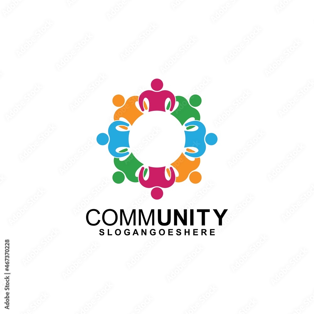 Community logo icon design with colorful people in a circular shape ...
