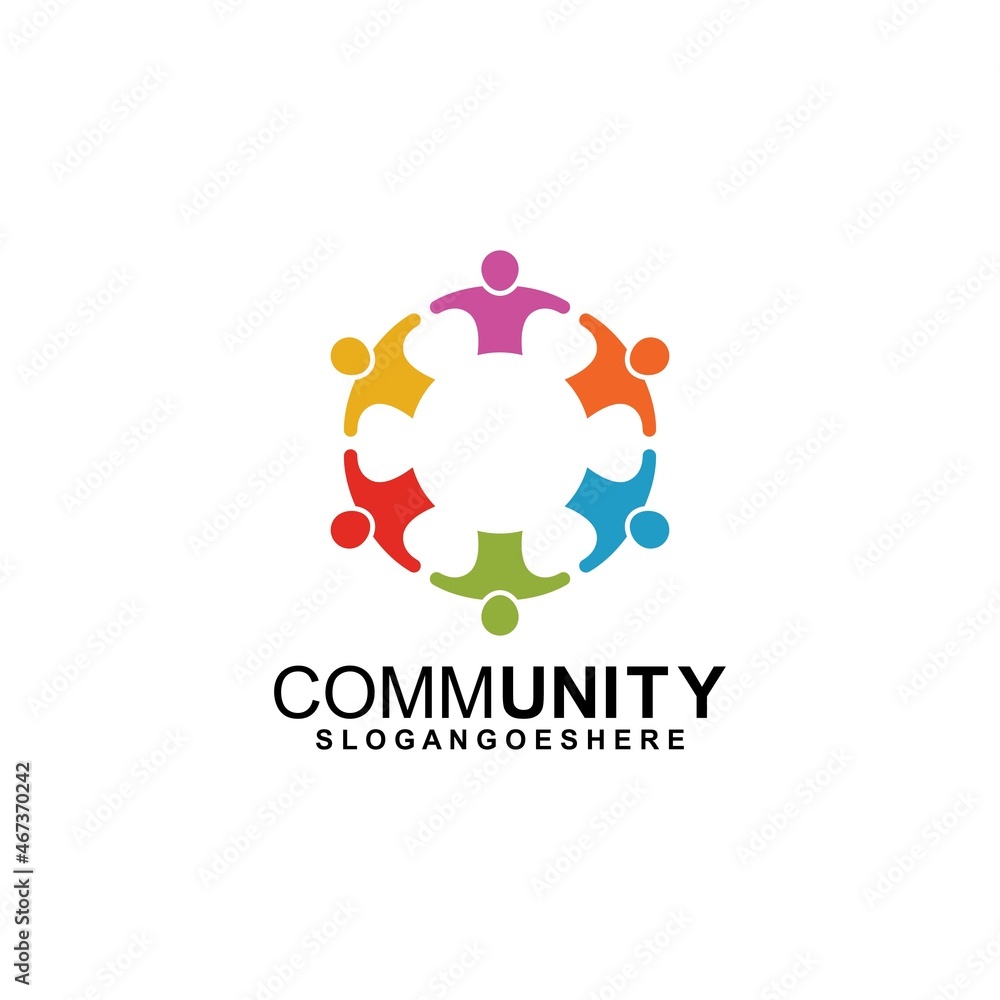 Community logo icon design with colorful people in a circular shape ...
