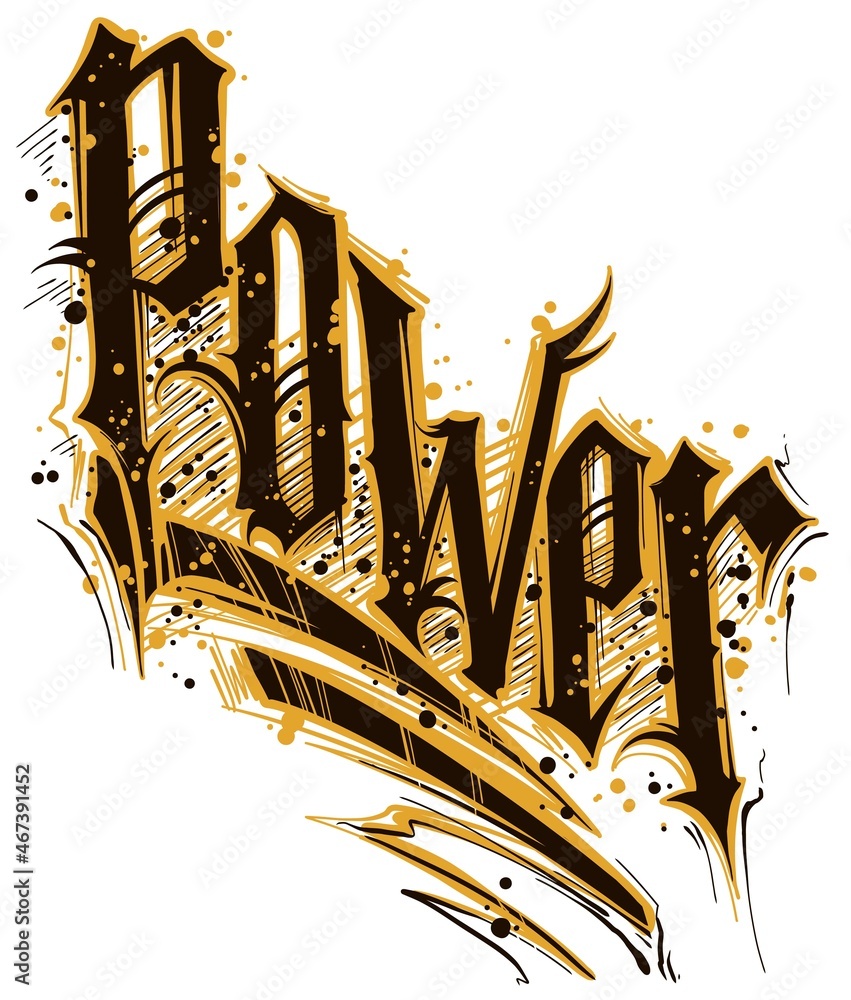 Vetor de Cartoon graphic handwritten vector word Power in yellow tones ...