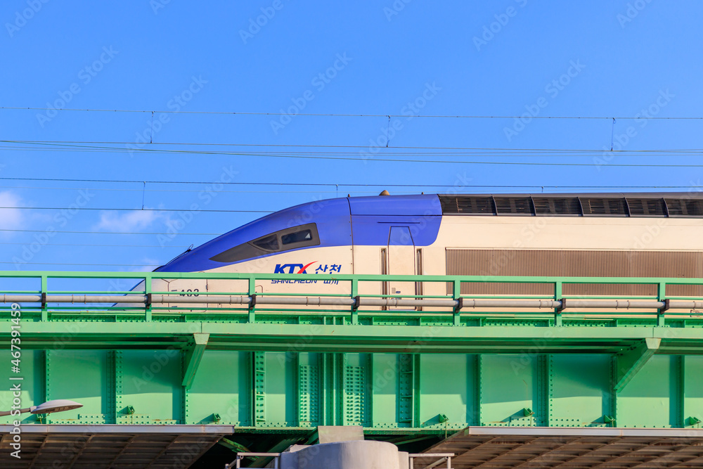 Seoul, South Korea : KORAIL KTX Sancheon. Operation of high-speed train ...