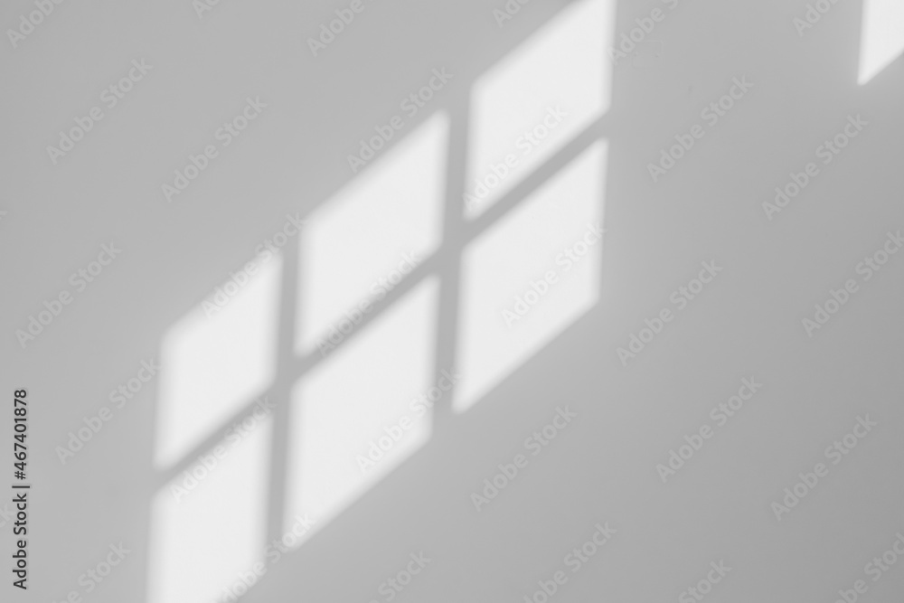 Gray window shadow and light blur abstract background on white wall ...