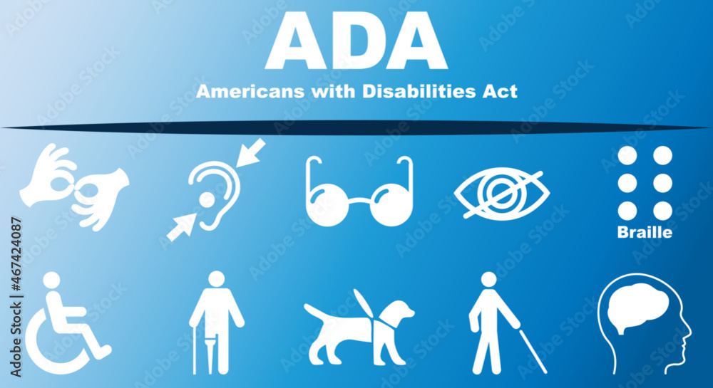 ADA, Americans with Disabilities Act. Concept with keywords, letters ... ADA, Americans with Disabilities Act. Concept with keywords, letters ...