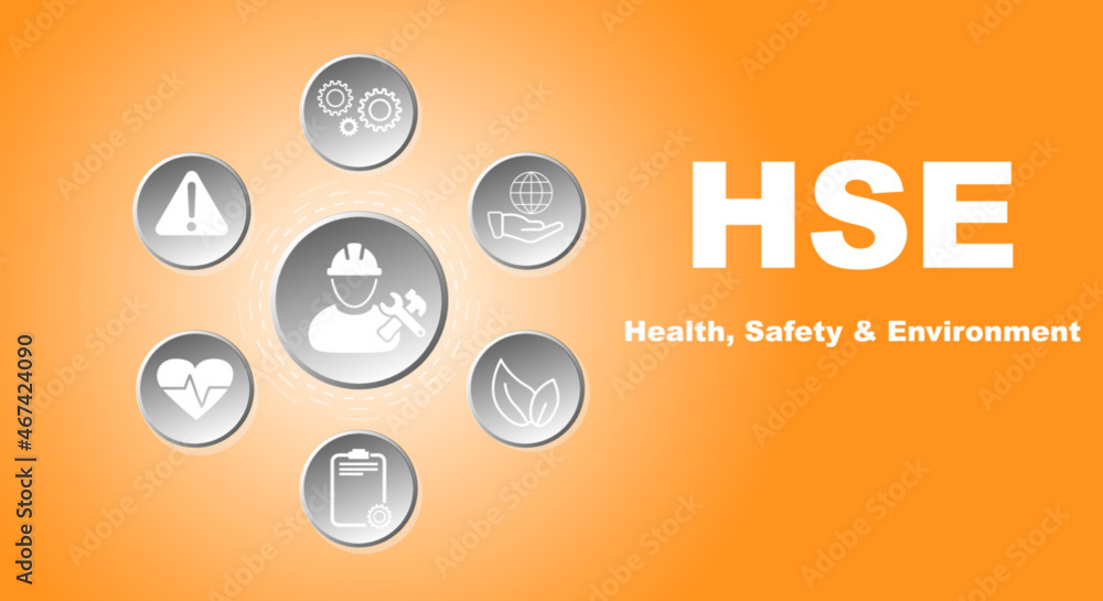 HSE, health and safety abbreviation, vector concept banner illustration ...