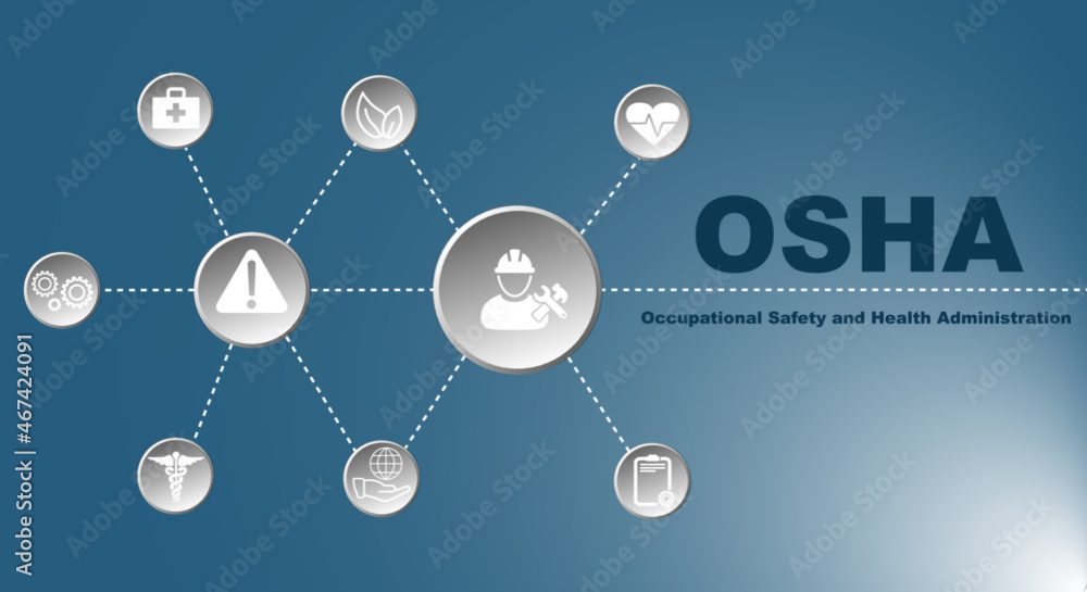 OSHA, Occupational Health and Safety Act. Concept table with icons ...