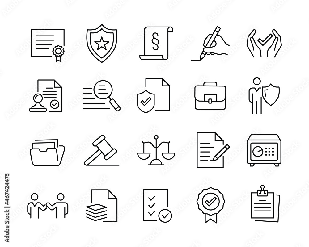 Legal Documents and Law Icons - Vector Line Icons. Editable Stroke ...